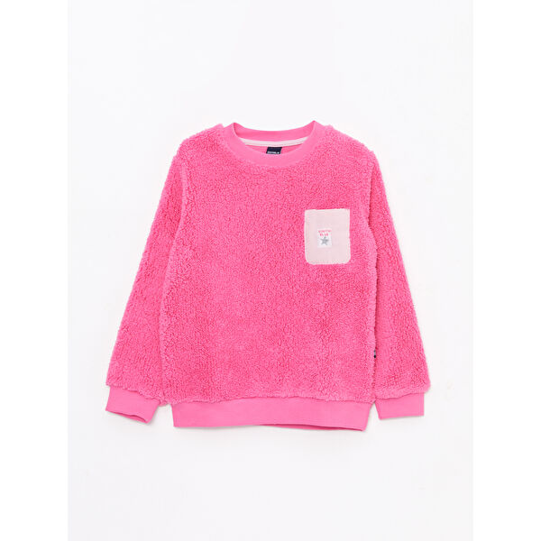 Bisiklet Yaka Baskılı Uzun Kollu Polar Kız Çocuk Sweatshirt