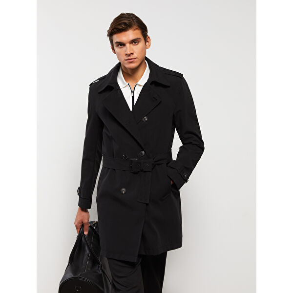 Slim Fit Ceket Yaka Gabardin Erkek Trençkot Slim Fit Ceket Yaka Gabardin Erkek Trençkot
