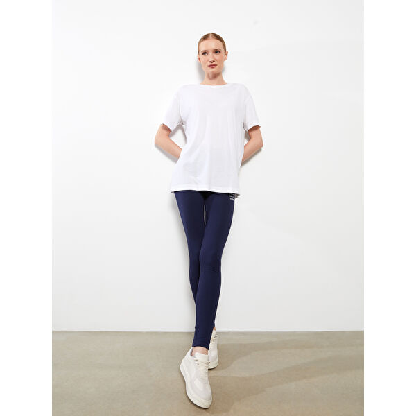 Beli Lastikli Baskılı Kadın Tayt