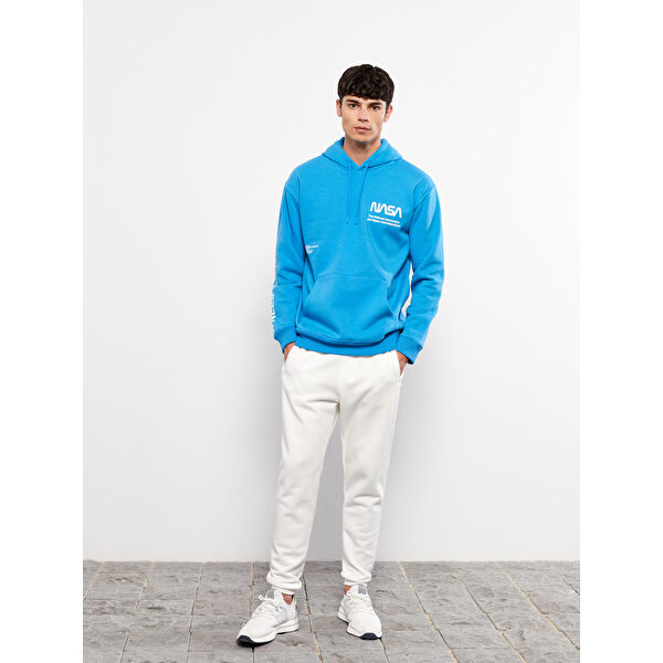 Kapüşonlu Uzun Kollu Nasa Baskılı Erkek Sweatshirt Kapüşonlu Uzun Kollu Nasa Baskılı Erkek Sweatshirt