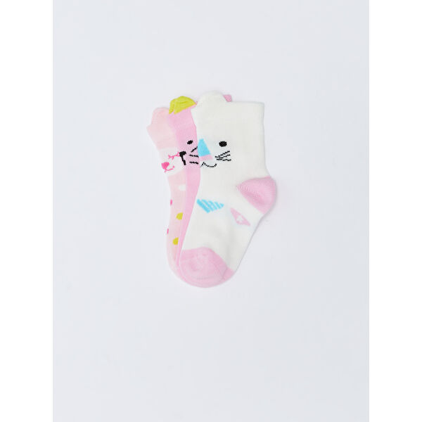 Desenli Kız Bebek Soket Çorap 3'lü