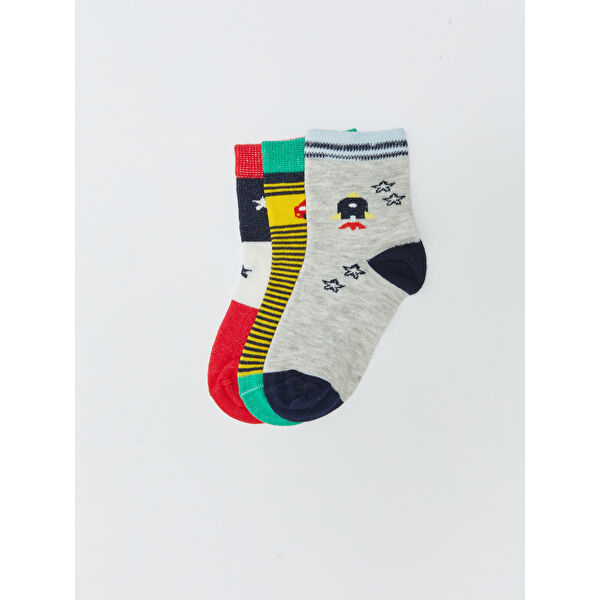 Desenli Erkek Bebek Soket Çorap 3'lü