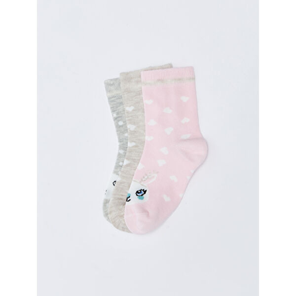 Desenli Kız Bebek Soket Çorap 3'lü