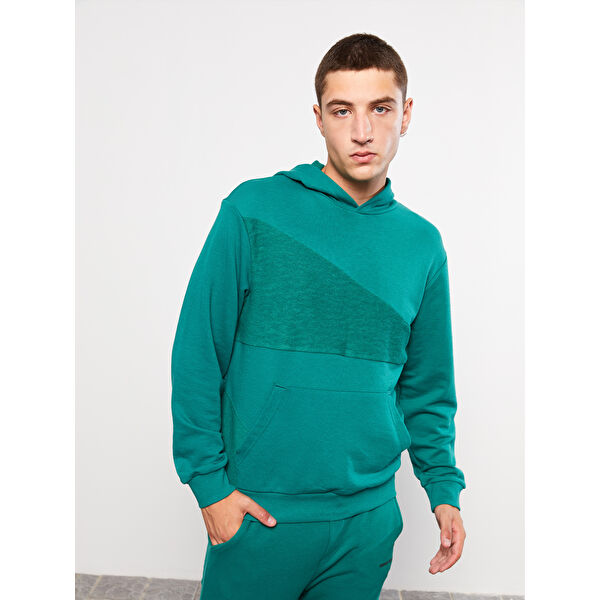 Kapüşonlu Uzun Kollu Baskılı Erkek Sweatshirt