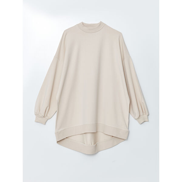 Dik Yaka Düz Uzun Kollu Kadın Pijama Üst