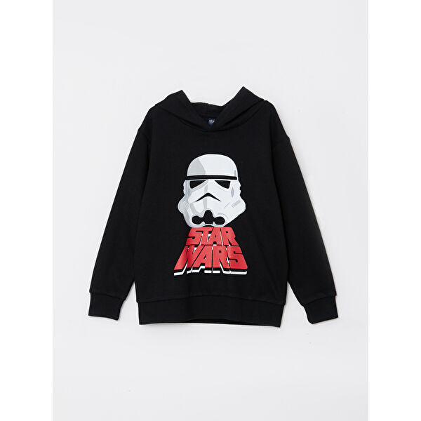 Kapüşonlu Star Wars Baskılı Uzun Kollu Erkek Çocuk Sweatshirt Kapüşonlu Star Wars Baskılı Uzun Kollu Erkek Çocuk Sweatshirt