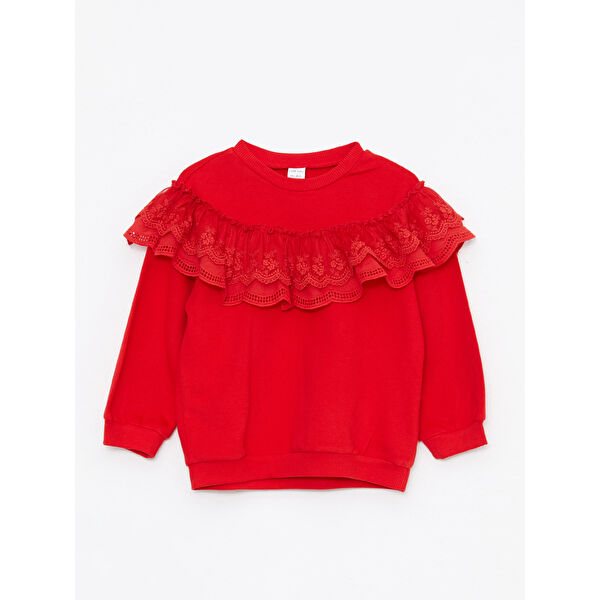 Bisiklet Yaka Uzun Kollu Basic Kız Bebek Sweatshirt