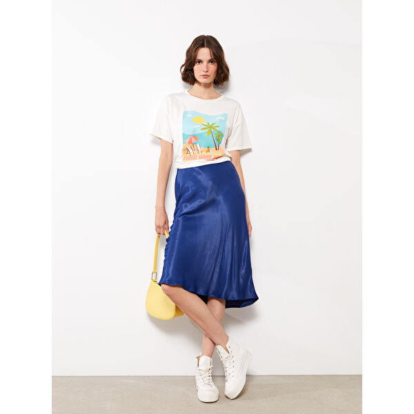 Dar Fit Düz Saten Kadın Tüp Etek