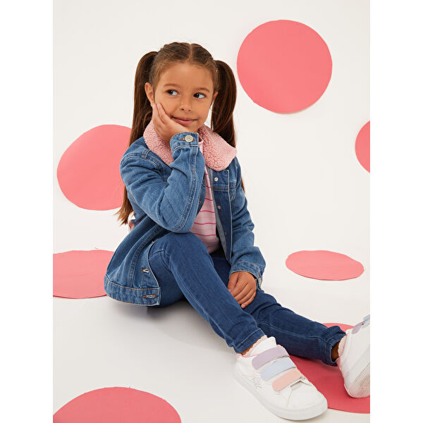 Beli Lastikli Basic Kız Çocuk Jean Pantolon