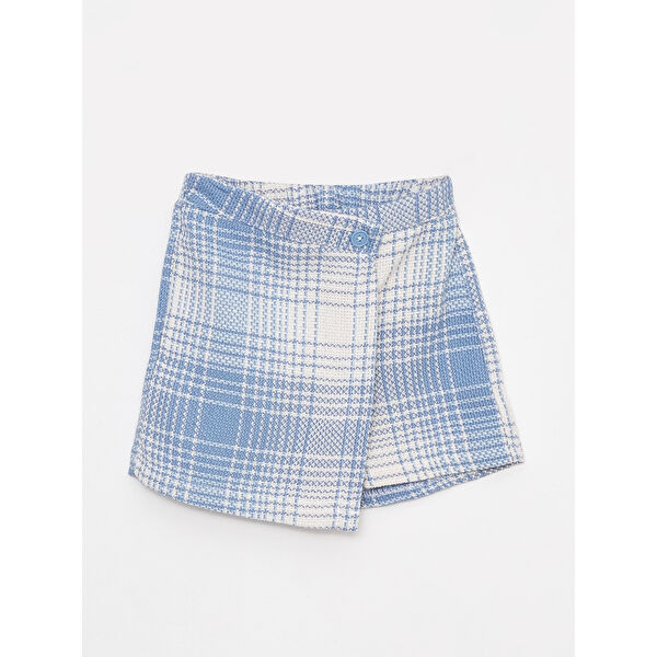 Beli Lastikli Ekose Kız Çocuk Şort Etek