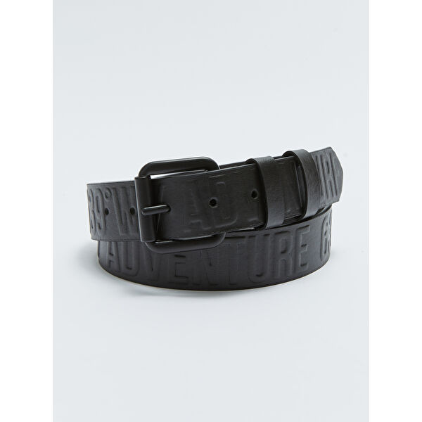 Deri Görünümlü Baskılı Erkek Kemer