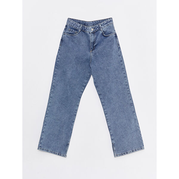Yırtık Detaylı Geniş Paça Kız Çocuk Jean Pantolon Yırtık Detaylı Geniş Paça Kız Çocuk Jean Pantolon