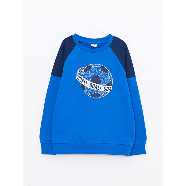 Bisiklet Yaka Baskılı Uzun Kollu Erkek Çocuk Sweatshirt Bisiklet Yaka Baskılı Uzun Kollu Erkek Çocuk Sweatshirt