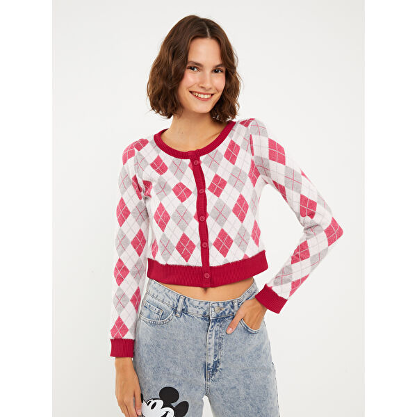 Bisiklet Yaka Baklava Desenli Uzun Kollu Kadın Triko Hırka Bisiklet Yaka Baklava Desenli Uzun Kollu Kadın Triko Hırka