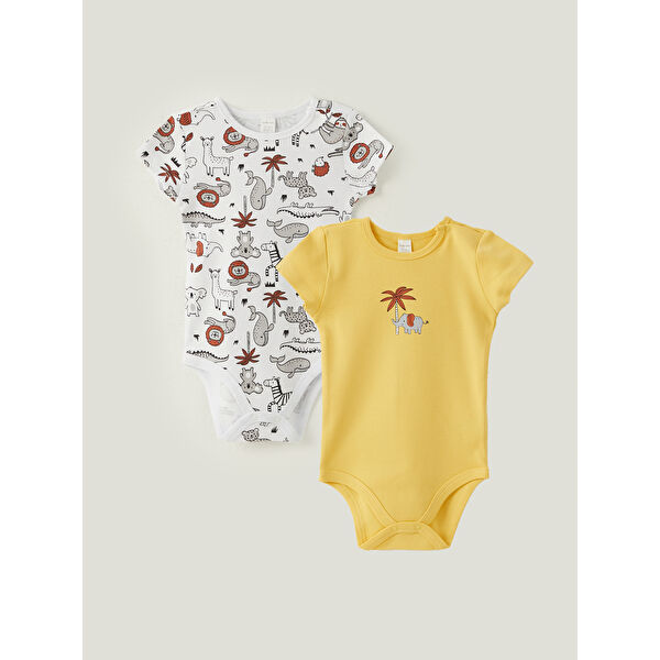 Bisiklet Yaka Uzun Kollu Baskılı Erkek Bebek Çıtçıtlı Body 2'li Bisiklet Yaka Uzun Kollu Baskılı Erkek Bebek Çıtçıtlı Body 2'li