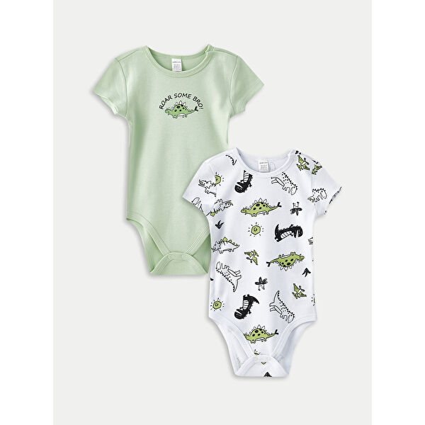 Bisiklet Yaka Kısa Kollu Baskılı Erkek Bebek Çıtçıtlı Body 2'li Bisiklet Yaka Kısa Kollu Baskılı Erkek Bebek Çıtçıtlı Body 2'li