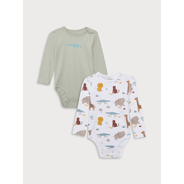 Bisiklet Yaka Uzun Kollu Baskılı Erkek Bebek Çıtçıtlı Body 2'li Bisiklet Yaka Uzun Kollu Baskılı Erkek Bebek Çıtçıtlı Body 2'li