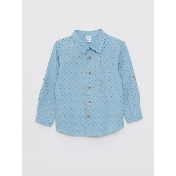 Uzun Kollu Desenli Pamuklu Erkek Bebek Gömlek Uzun Kollu Desenli Pamuklu Erkek Bebek Gömlek