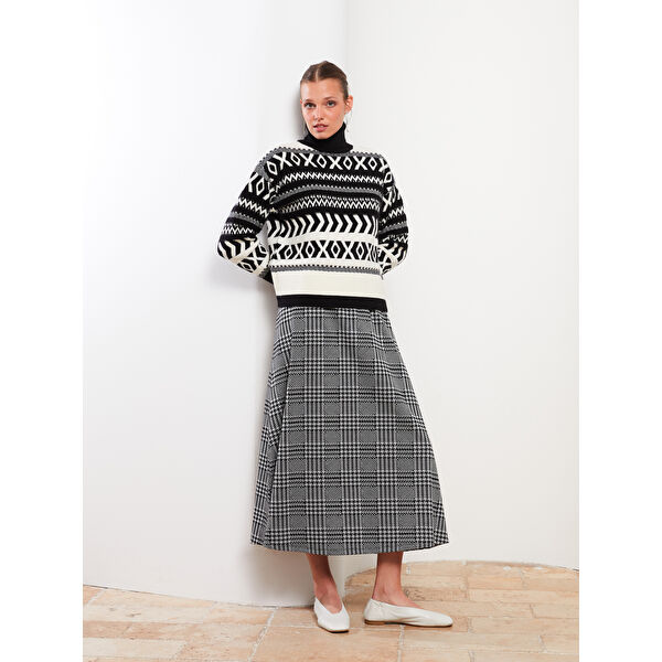 Beli Lastikli Ekose A Kesim Kadın Etek Beli Lastikli Ekose A Kesim Kadın Etek