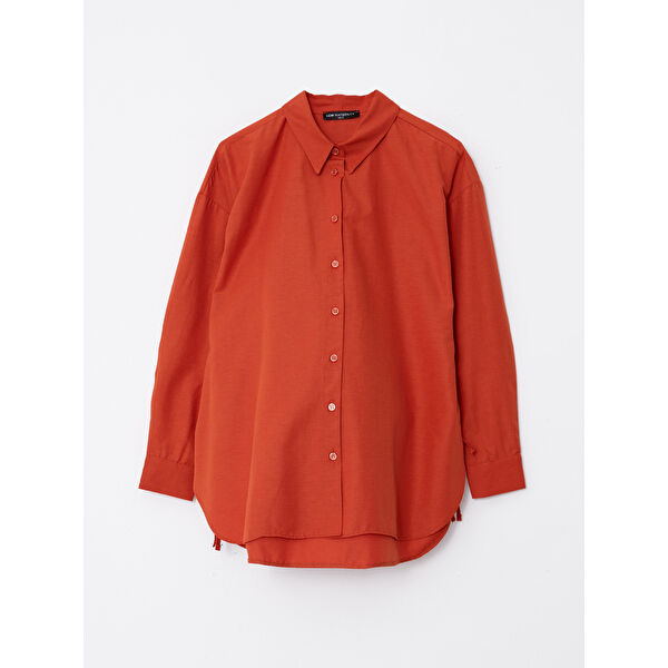 Gömlek Yaka Düz Uzun Kollu Hamile Tunik