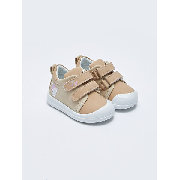 Baskılı Cırt Cırtlı Kız Bebek İlk Adım Ayakkabısı