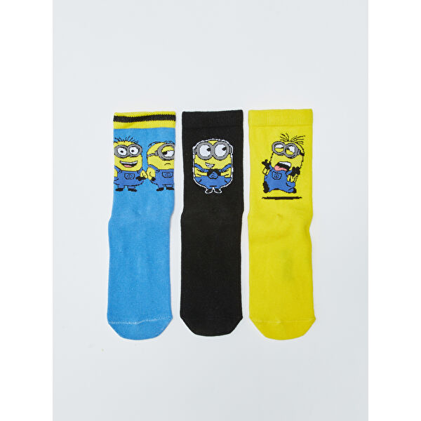 Minions Desenli Erkek Çocuk Soket Çorap 3'lü Minions Desenli Erkek Çocuk Soket Çorap 3'lü