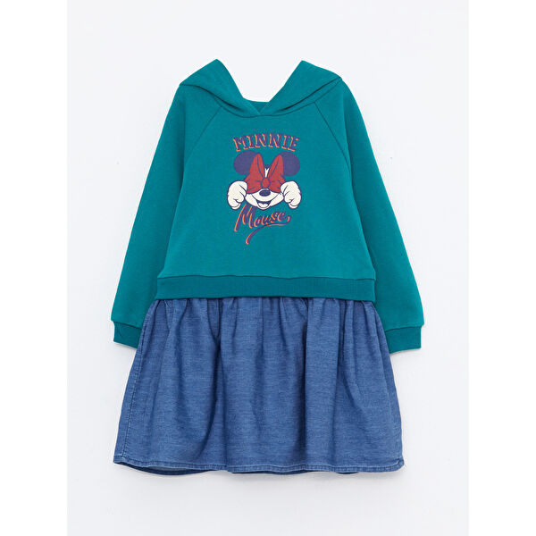 Kapüşonlu Uzun Kollu Minnie Mouse Baskılı Kız Bebek Elbise Kapüşonlu Uzun Kollu Minnie Mouse Baskılı Kız Bebek Elbise