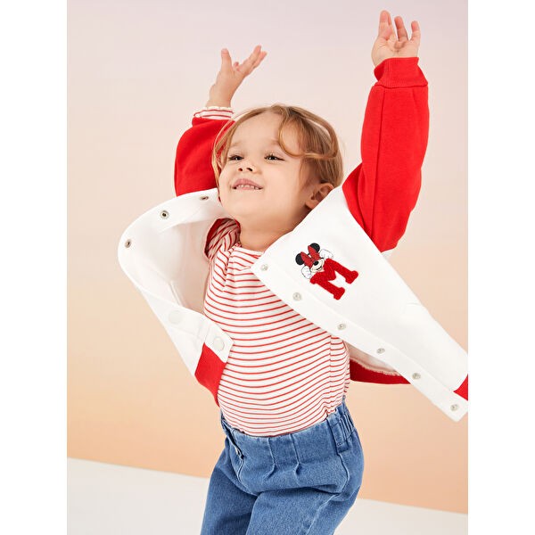 Bisiklet Yaka Uzun Kollu Çizgili Pamuklu Kız Bebek Tişört Bisiklet Yaka Uzun Kollu Çizgili Pamuklu Kız Bebek Tişört