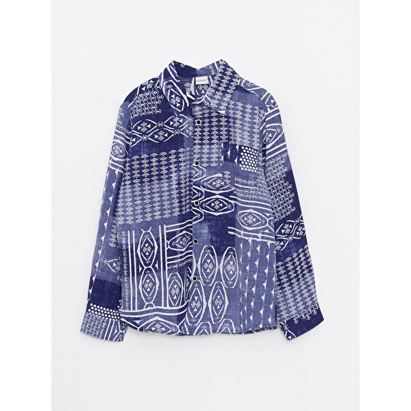 Desenli Uzun Kollu Erkek Çocuk Gömlek