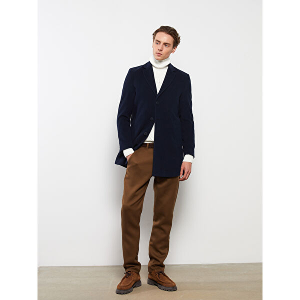 Slim Fit Ceket Yaka Erkek Kaşe Kaban Slim Fit Ceket Yaka Erkek Kaşe Kaban