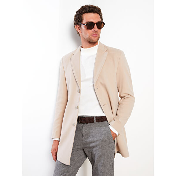 Slim Fit Ceket Yaka Erkek Kaşe Kaban Slim Fit Ceket Yaka Erkek Kaşe Kaban