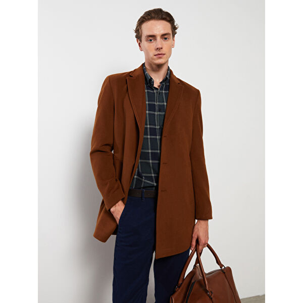 Slim Fit Ceket Yaka Erkek Kaşe Kaban Slim Fit Ceket Yaka Erkek Kaşe Kaban
