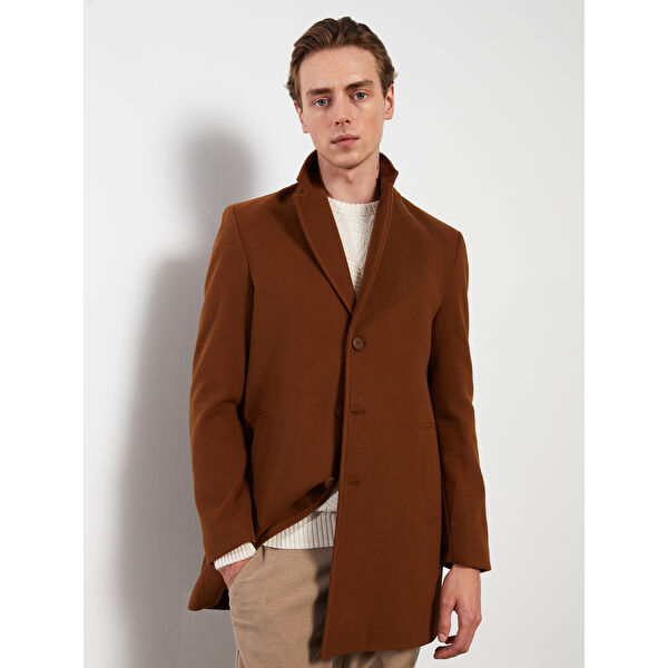 Slim Fit Ceket Yaka Erkek Kaşe Kaban Slim Fit Ceket Yaka Erkek Kaşe Kaban