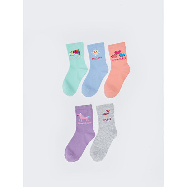 Desenli Kız Çocuk Soket Çorap 5'li
