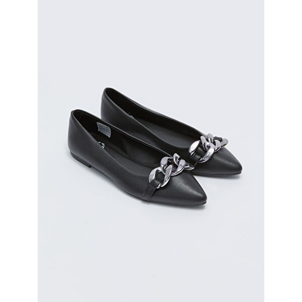 Zincir Detaylı Sivri Burun Kadın Babet Zincir Detaylı Sivri Burun Kadın Babet