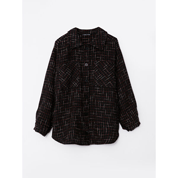 Desenli Uzun Kollu Kadın Gömlek Ceket