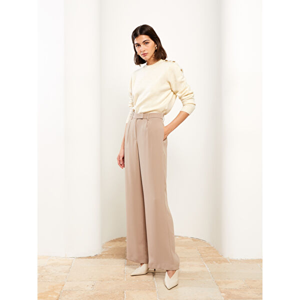 Yüksek Bel Rahat Kalıp Düz Kadın Pantolon