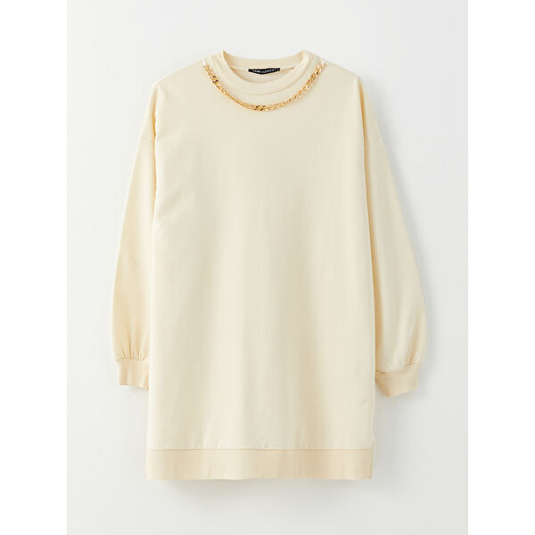 Bisiklet Yaka Zincir Detaylı Uzun Kollu Kadın Tunik