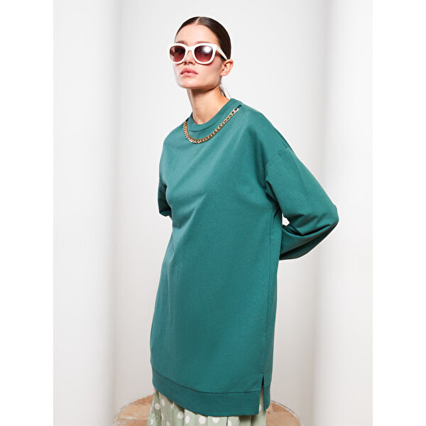 Bisiklet Yaka Zincir Detaylı Uzun Kollu Kadın Tunik