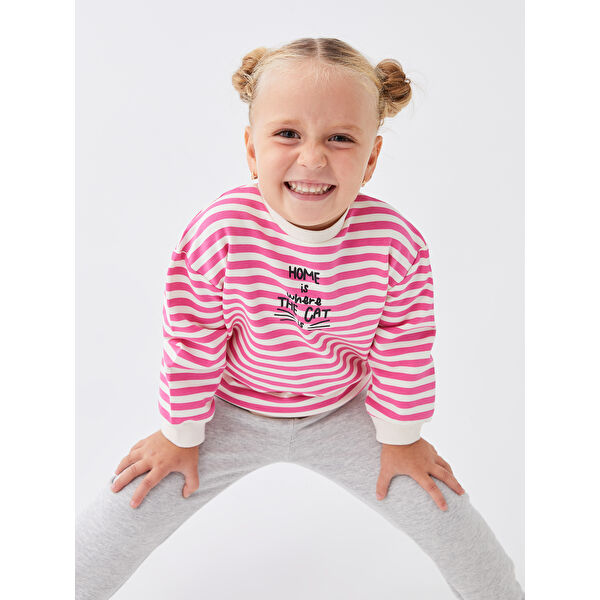 Bisiklet Yaka Uzun Kollu Baskılı Kız Bebek Sweatshirt ve Eşofman Alt 2'li Takım Bisiklet Yaka Uzun Kollu Baskılı Kız Bebek Sweatshirt ve Eşofman Alt 2'li Takım
