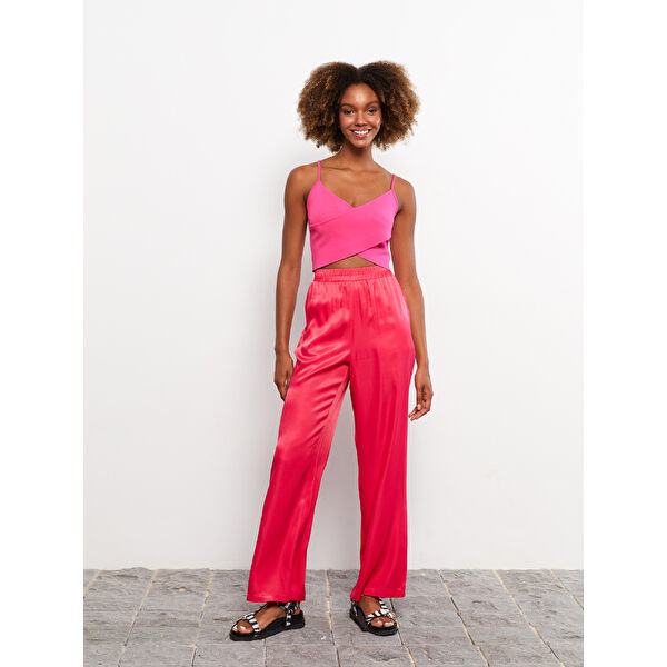 Beli Lastikli Düz Saten Kadın Pantolon Beli Lastikli Düz Saten Kadın Pantolon