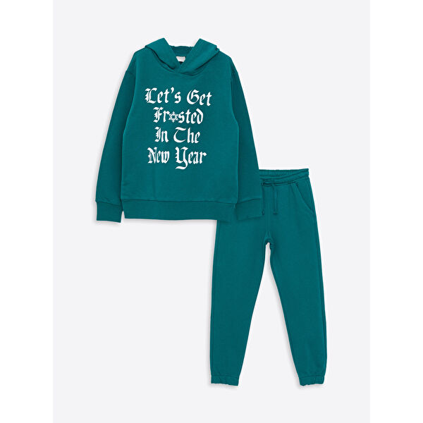 Kapüşonlu Baskılı Uzun Kollu Erkek Çocuk Sweatshirt ve Eşofman Altı Kapüşonlu Baskılı Uzun Kollu Erkek Çocuk Sweatshirt ve Eşofman Altı