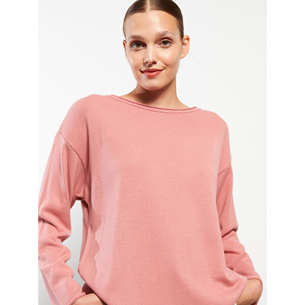 Kayık Yaka Düz Uzun Kollu Kadın Triko Kazak Kayık Yaka Düz Uzun Kollu Kadın Triko Kazak