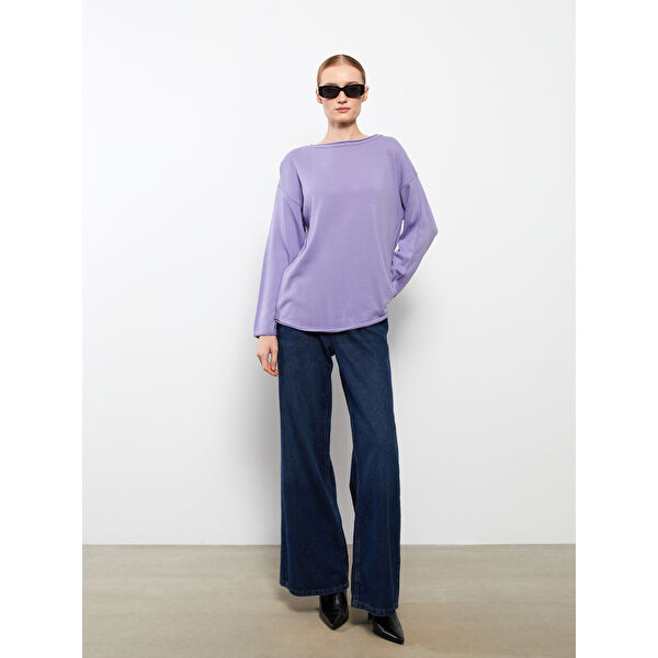 Kayık Yaka Düz Uzun Kollu Kadın Triko Kazak Kayık Yaka Düz Uzun Kollu Kadın Triko Kazak