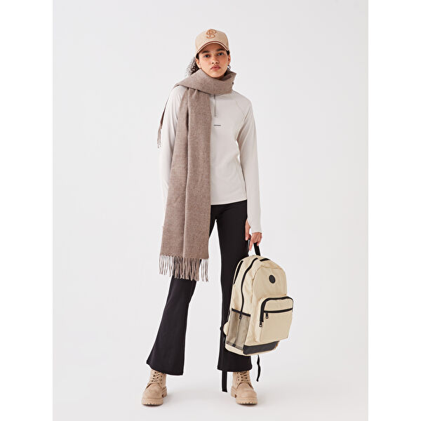 Dik Yaka Reflektör Baskılı Uzun Kollu Kadın Hırka