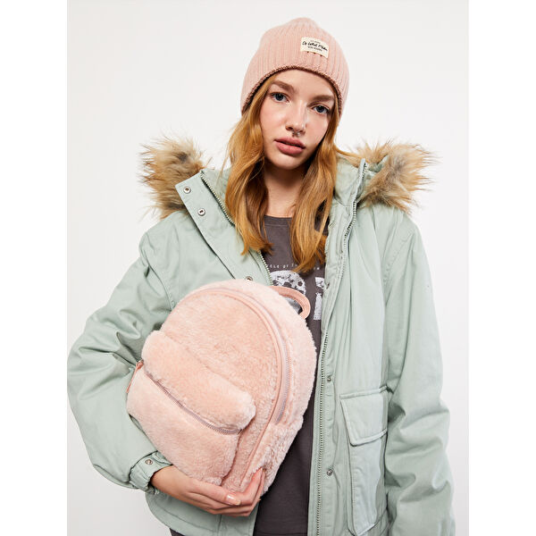 Kürk Görünümlü Kadın Sırt Çantası