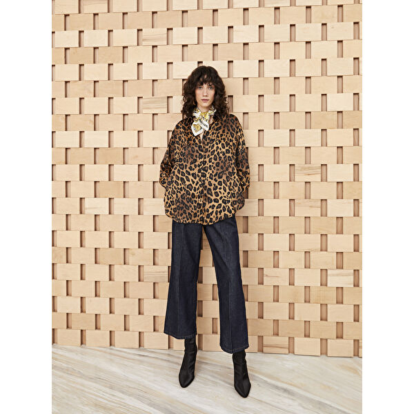 Yüksek Bel Wideleg Düz Kadın Jean Pantolon