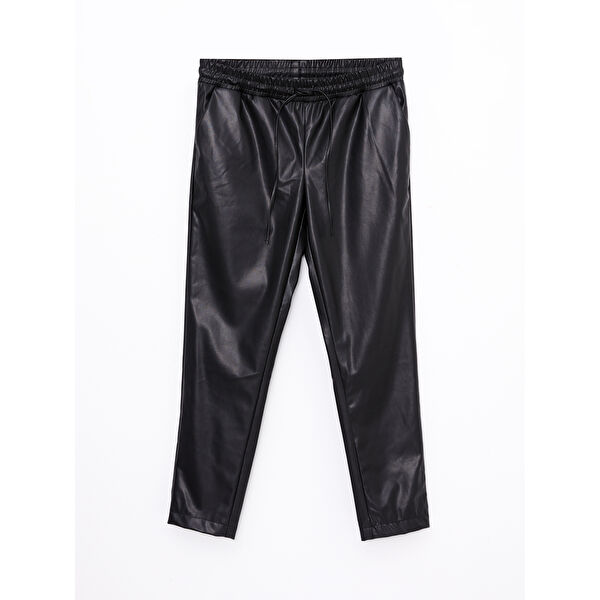 Beli Lastikli Düz Deri Görünümlü Hamile Pantolon Beli Lastikli Düz Deri Görünümlü Hamile Pantolon