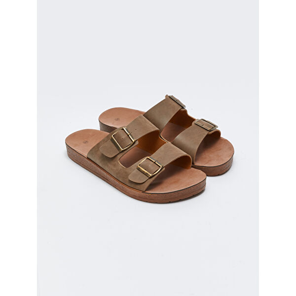 Çift Bantlı Tokalı Erkek Terlik