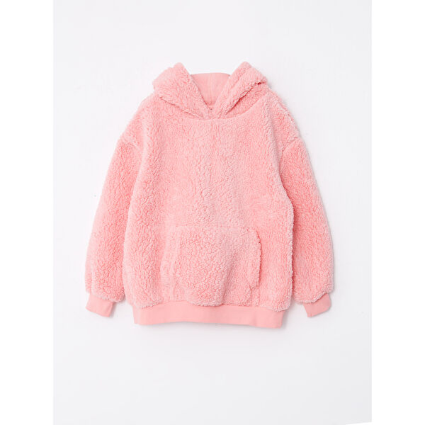 Kapüşonlu Basic Uzun Kollu Pelüş Kız Çocuk Sweatshirt Kapüşonlu Basic Uzun Kollu Pelüş Kız Çocuk Sweatshirt